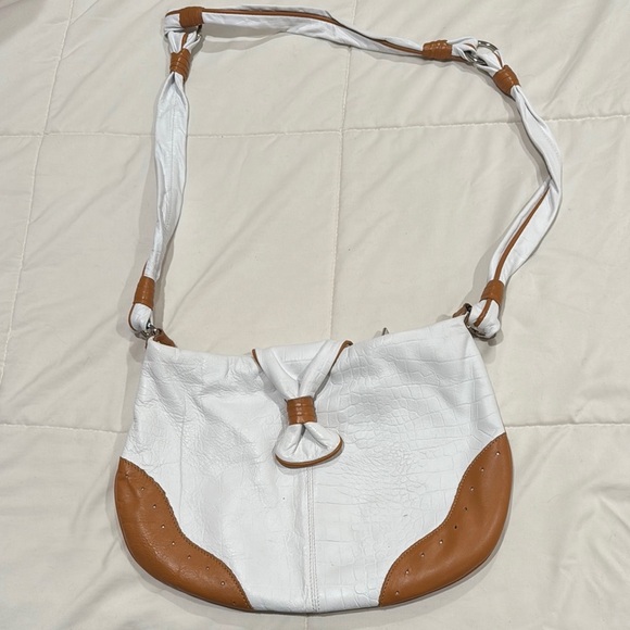 CECCONI PIERRO | Bags | Elegant White And Brown Leather Shoulder Bag ...
